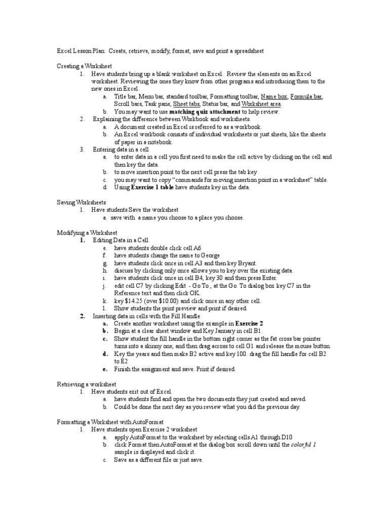 Heidi Excel Lesson Plan | Download Free PDF | Worksheet | Microsoft Excel