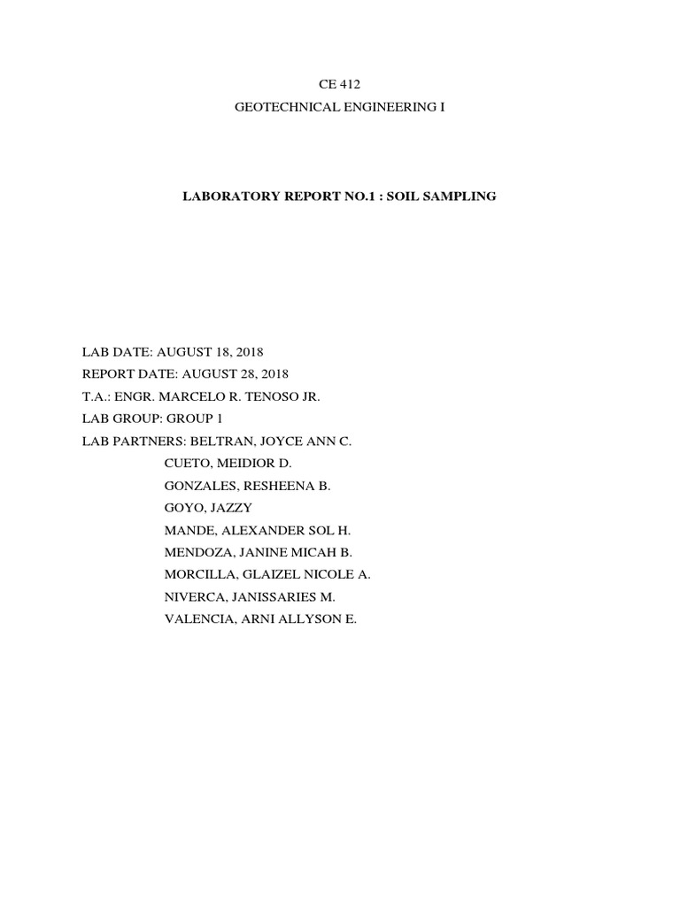 Lab Report 1 | PDF | Soil | Geotechnical Engineering