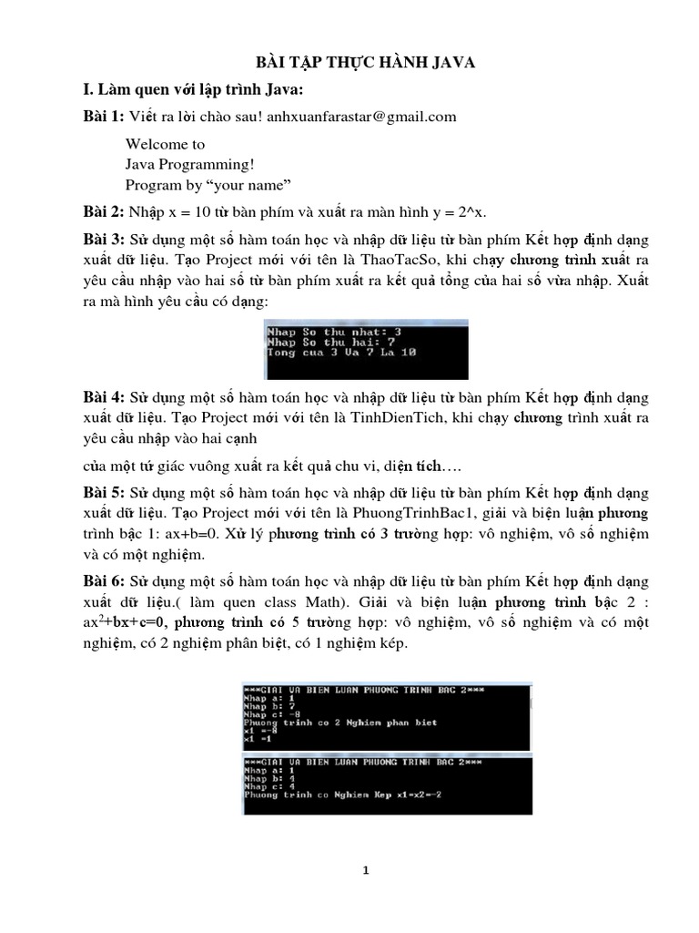 Bo Bai Tap Thuc Hanh Java | PDF