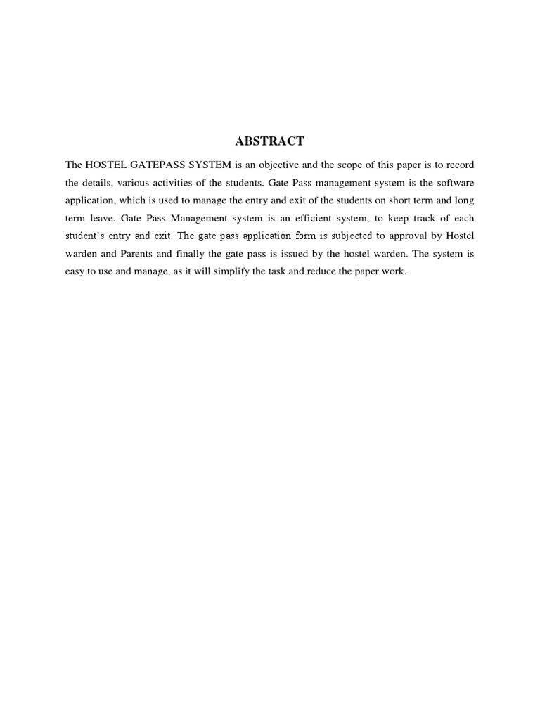 An Efficient Hostel Gate Pass Management System Using PHP and MySQL ...