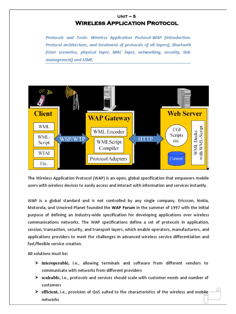 Wireless Application Protocol: Unit - 5 | PDF | Bluetooth | General ...