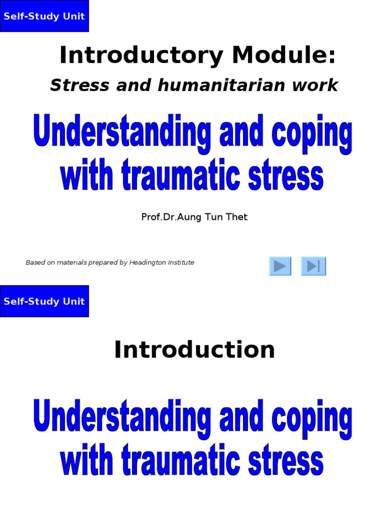 Humanitarian Work: Managing Stress and Self-Care | PDF | Psychological ...