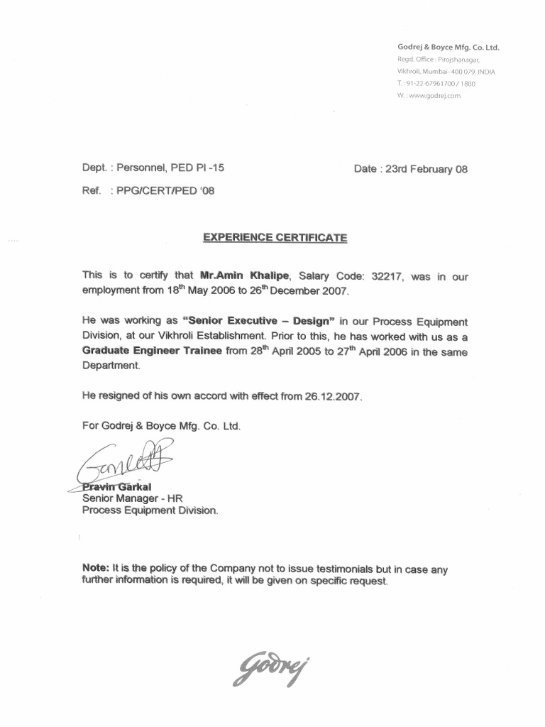 Exp Certificate | PDF