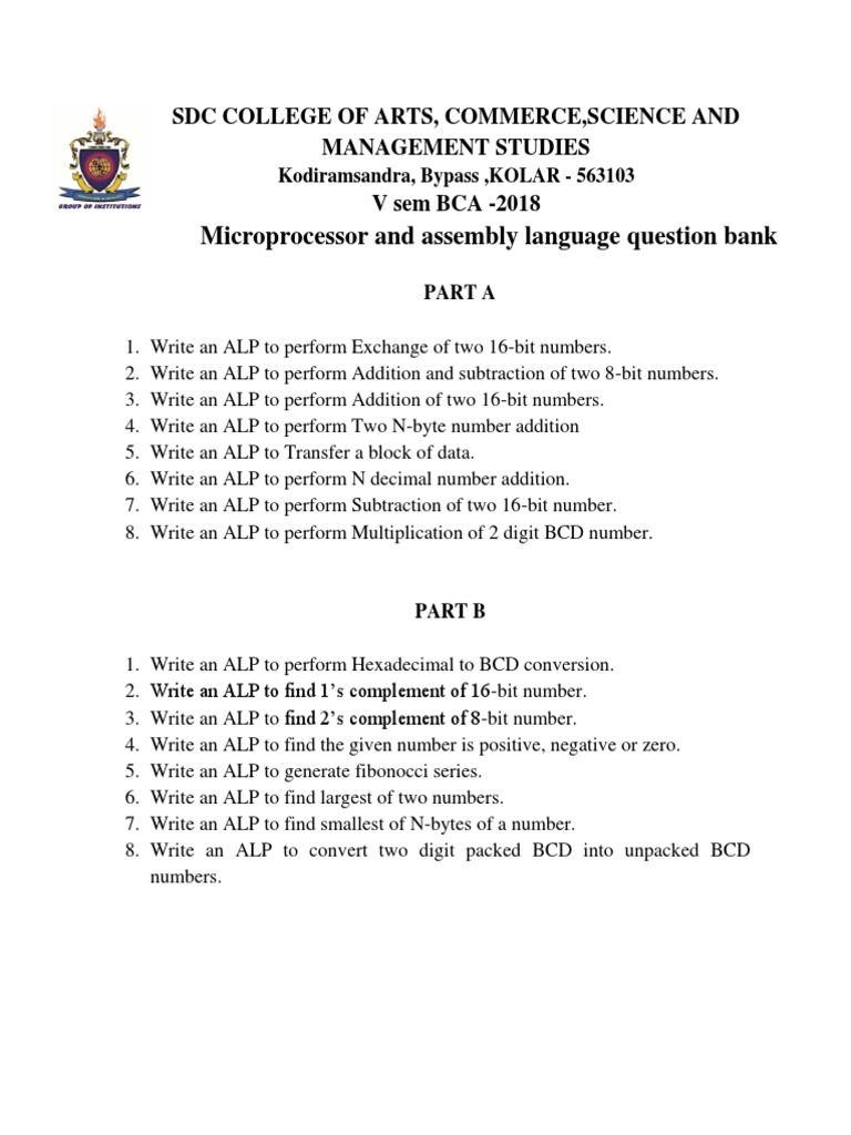 Microprocessor BCA Question Bank | PDF | Binary Coded Decimal | Notation Microprocessor BCA Question Bank | PDF | Binary Coded Decimal | Notation