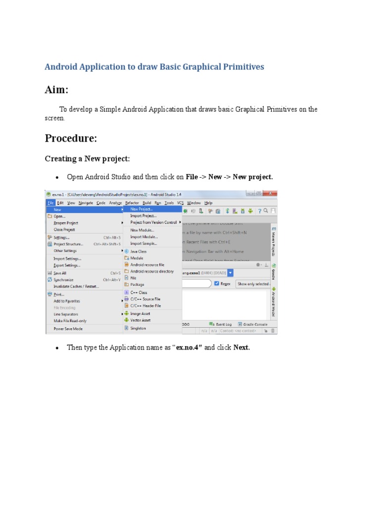 Android Application To Draw Basic Graphical Primitives: Creating A New ...