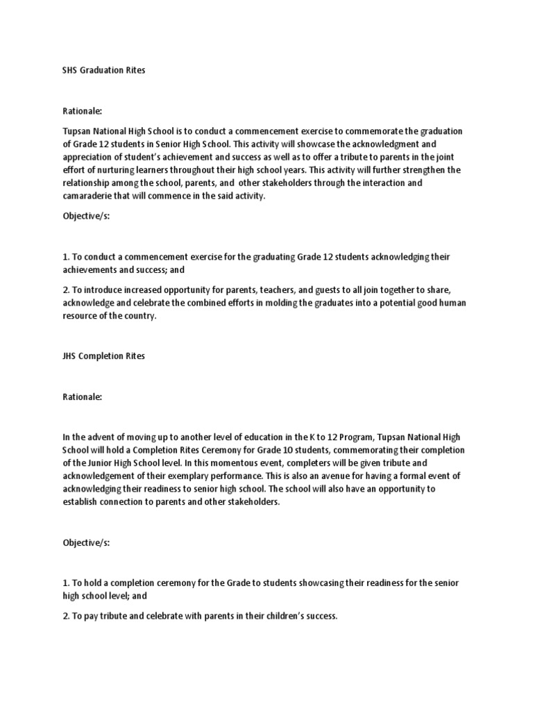 SHS Graduation Rites | PDF