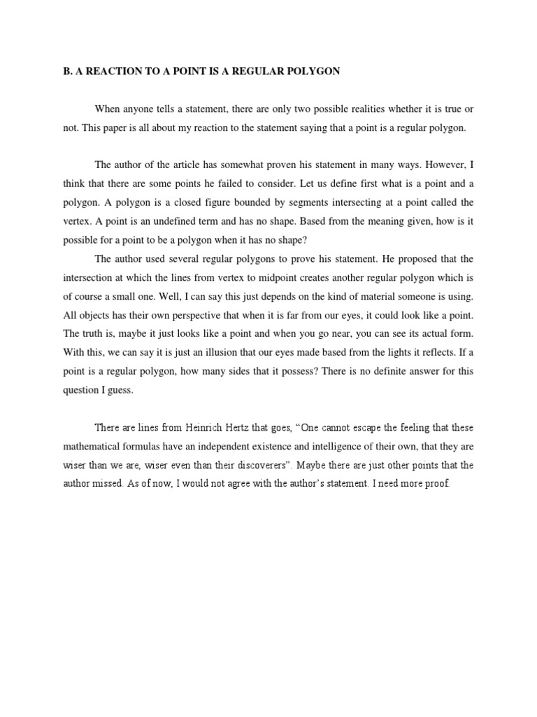 A Reaction To A Point Is A Regular Polygon | PDF | Philosophy | Self ...