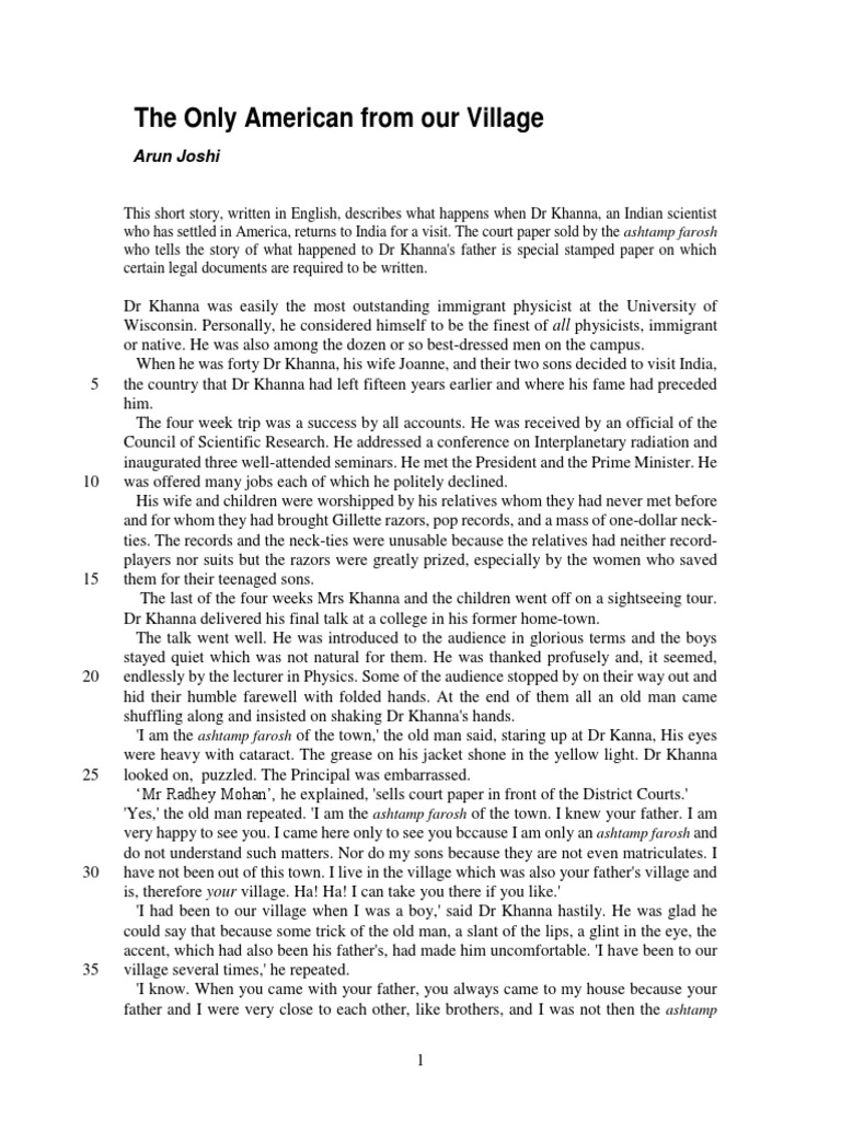 Text The Only American From Our Village | PDF