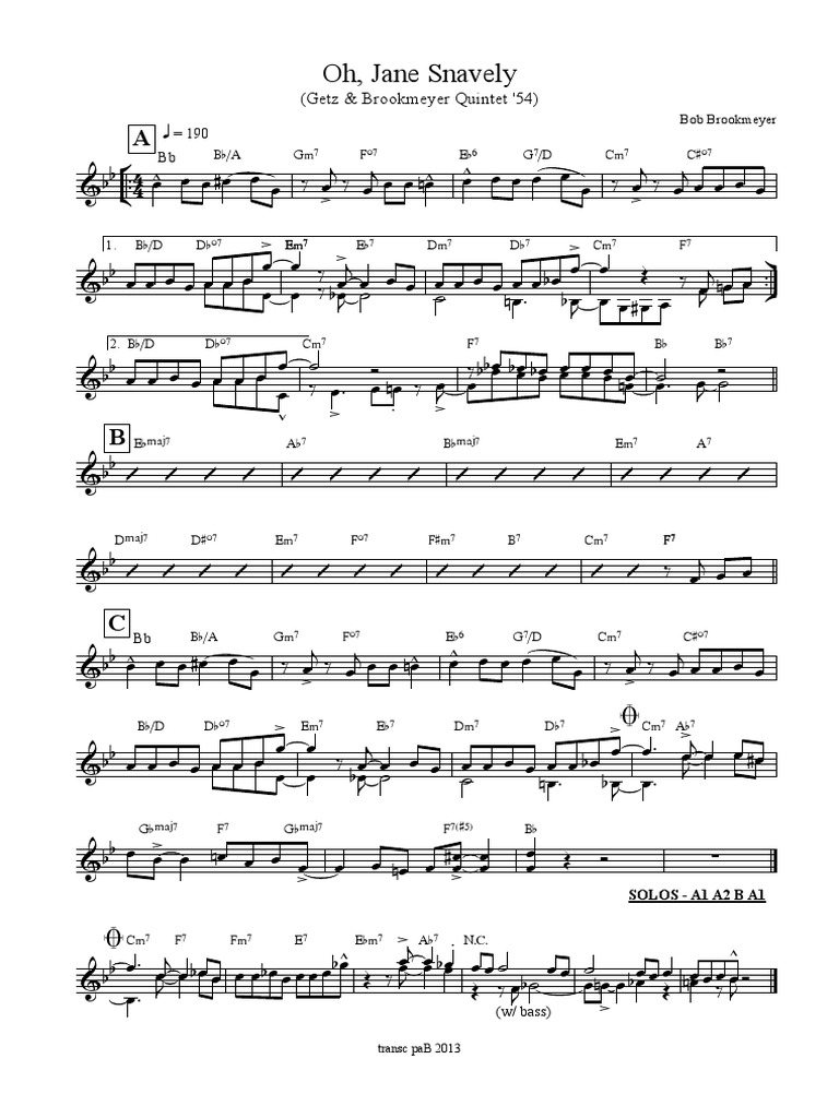 Oh, Jane Snavely - Bob Brookmeyer | PDF