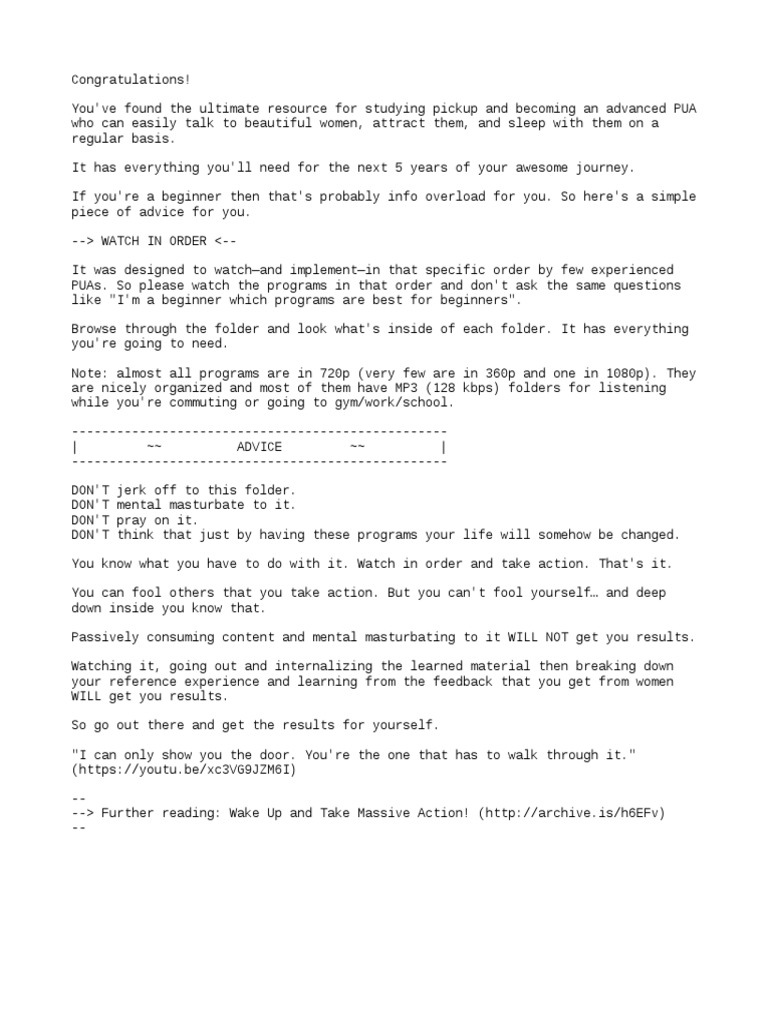 The Ultimate Pua v1.0 Instructions