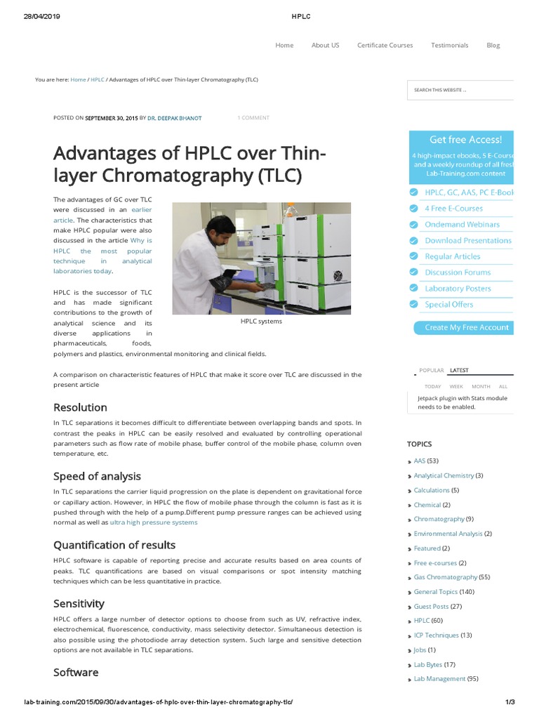 Advantages of HPLC Over TLC | PDF | High Performance Liquid ...