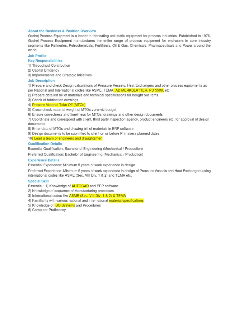 About The Business & Position Overview | PDF