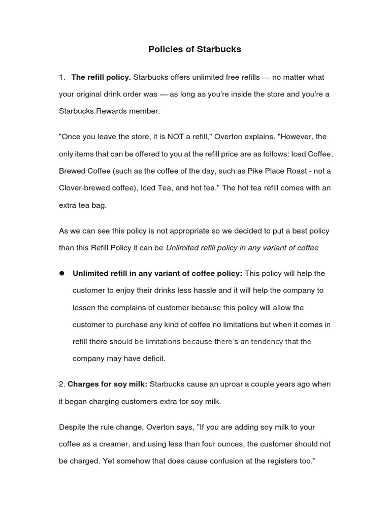 Policies of Starbucks | PDF | Starbucks | Hot Drinks