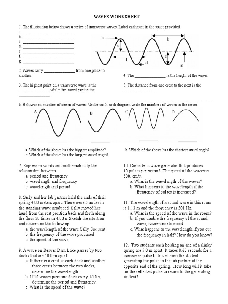 Waves Worksheet | PDF | Wavelength | Waves
