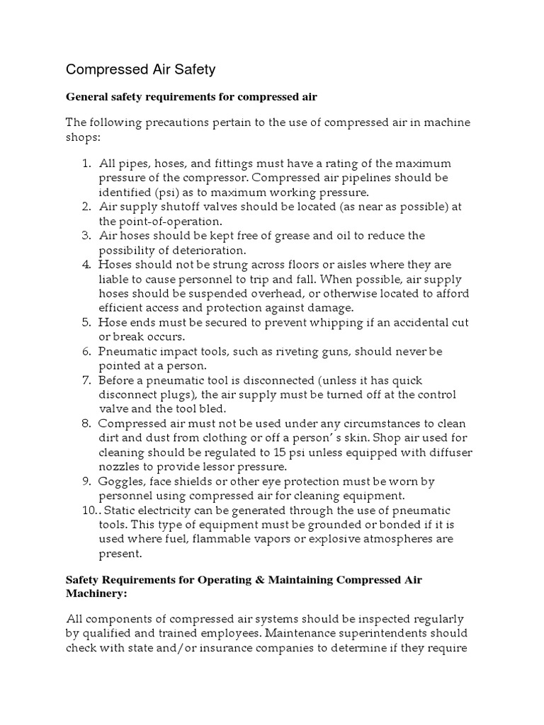 Compressed Air Safety | PDF | Valve | Manufactured Goods