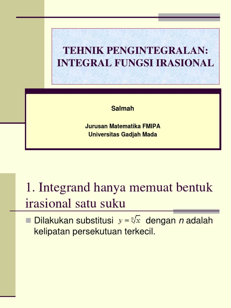 Integral Fungsi Irasional | PDF