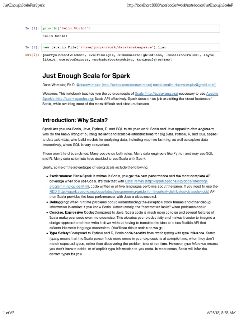 Just Enough Scala For Spark Pdf Scala Programming Language Apache Spark