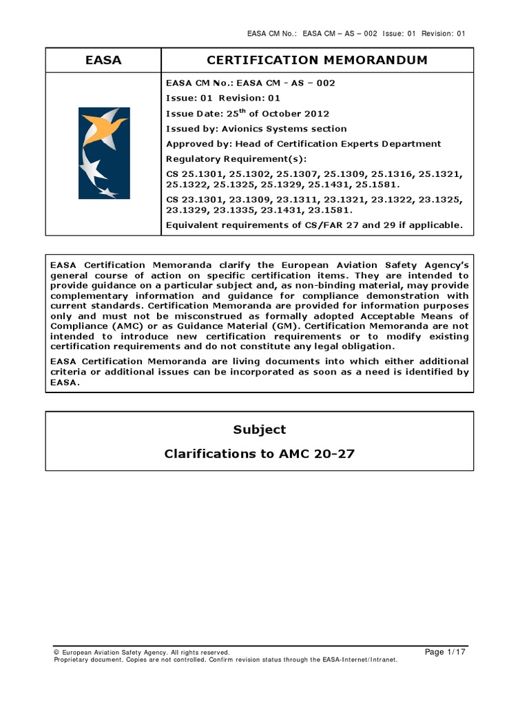 Certification-memoranda-import-'Final' EASA CM-As-002 Issue 01 ...