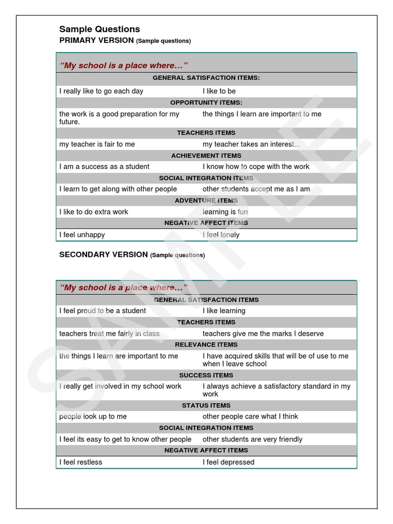 Student Satisfaction Survey Questions | PDF | Self-Improvement