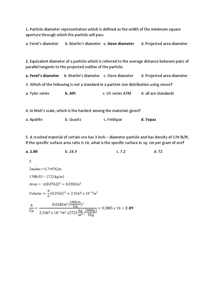 A. Feret's Diameter B. Martin's Diameter C. Sieve Diameter | PDF ...