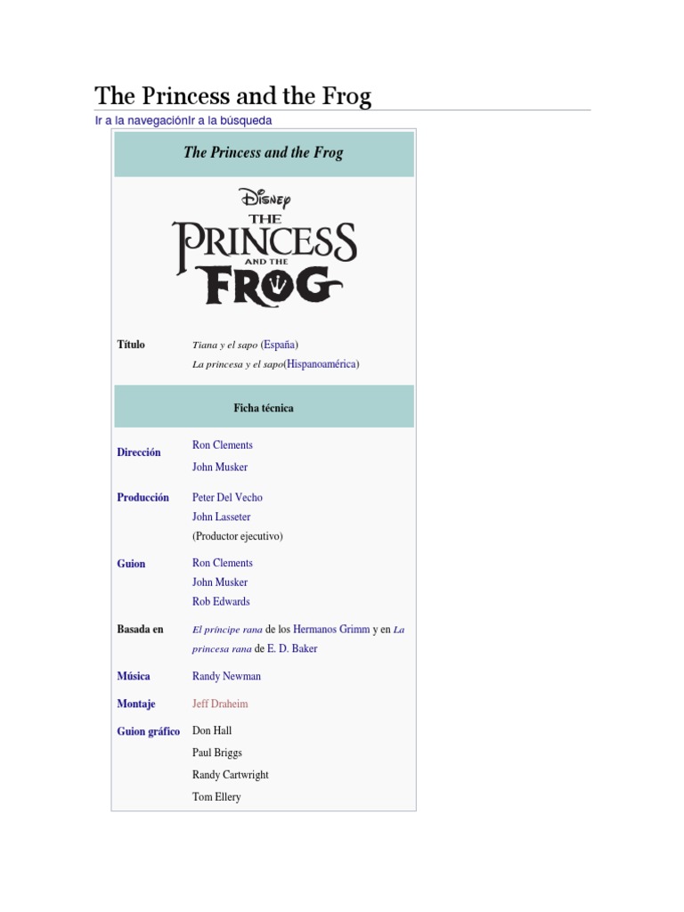 The Princess and The Frog | PDF | Animación | Ocio