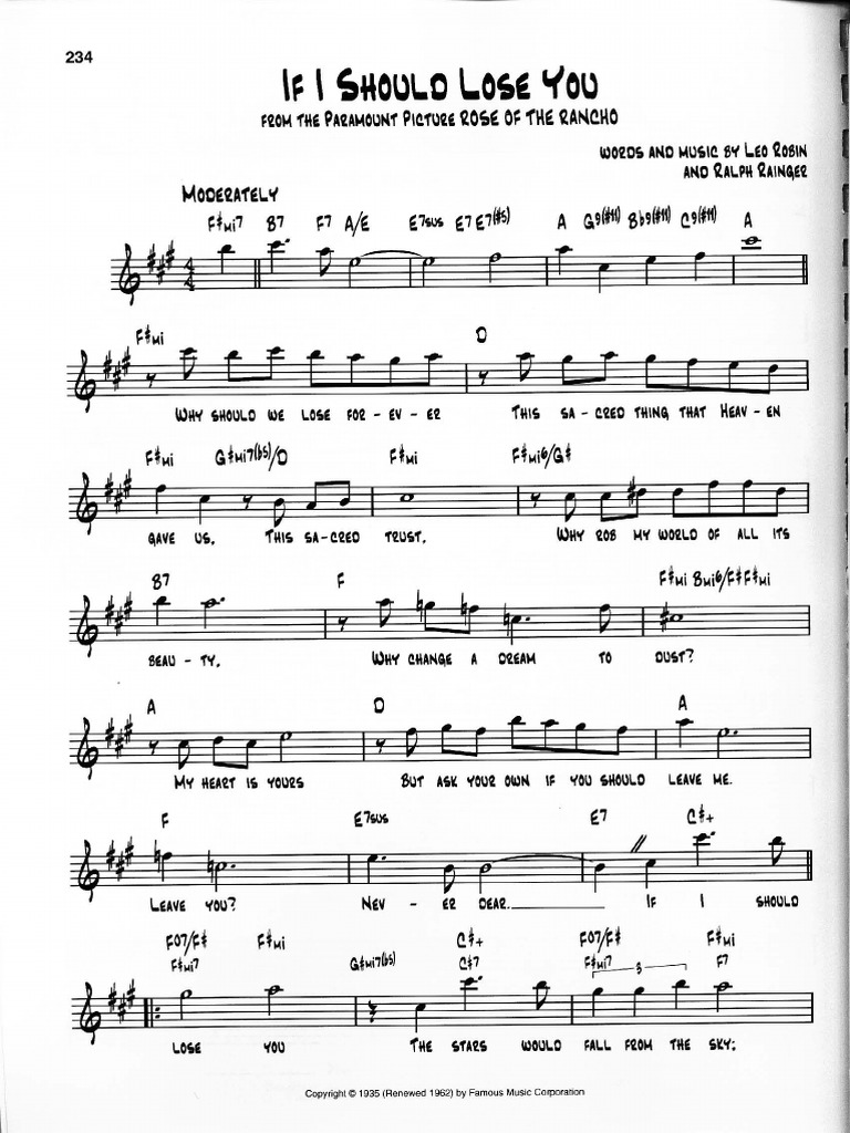If I Should Lose You (Alto Sax) | PDF