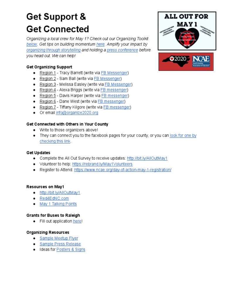 2019-04-25 NCAE Organize 2020 May1 Support & Resources | PDF ...