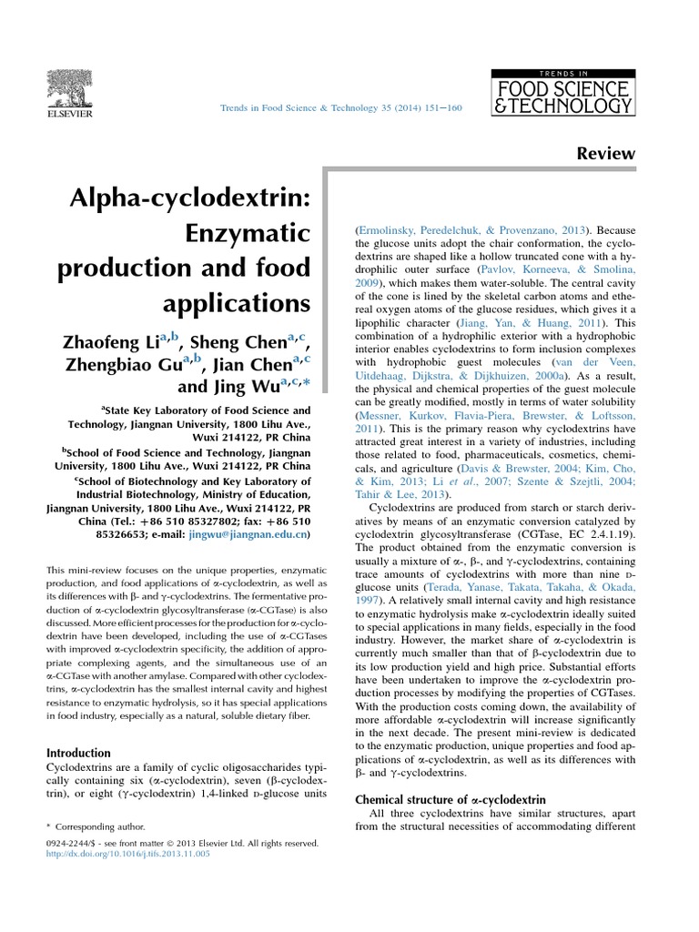 Alpha Cyclodextrin | PDF | Dietary Fiber | Diet & Nutrition