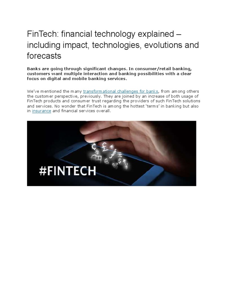 FinTech Impact on Banking & Future Trends | PDF | Financial Technology ...