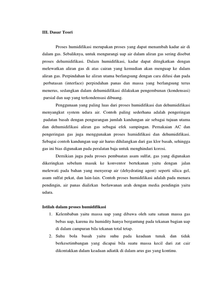 Proses Humidifikasi & Dehumidifikasi | PDF