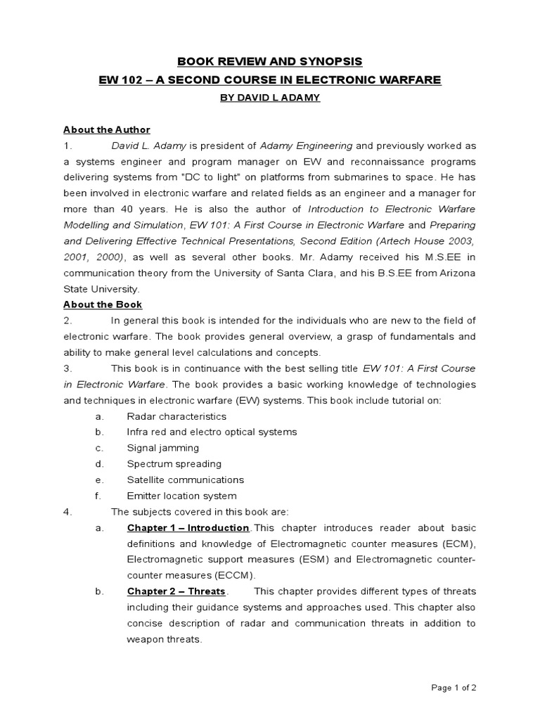 EW102-A Second Course in Electronic Warfare by David L Adamy | PDF ...