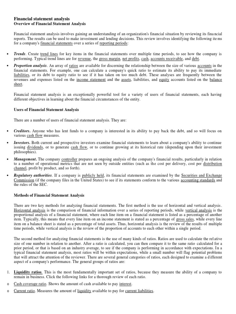 Financial Statement Analysis | PDF | Financial Statement Analysis ...