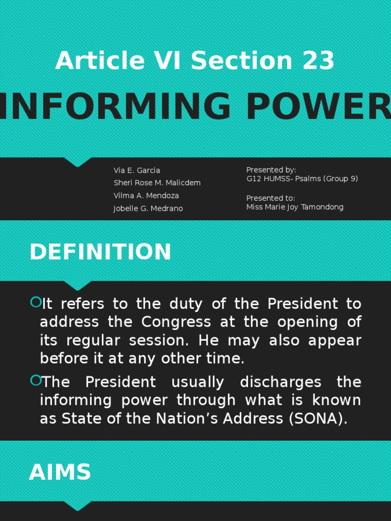 Informing Power of the Philippine President | PDF | Politics | Social ...