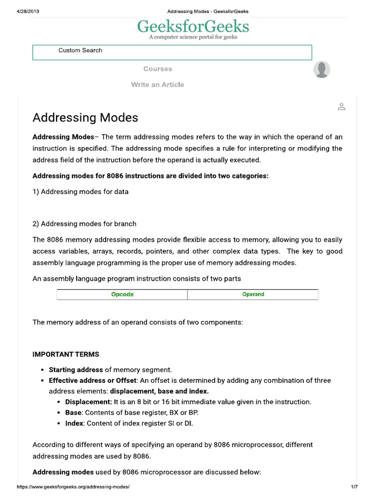 Addressing Modes | PDF