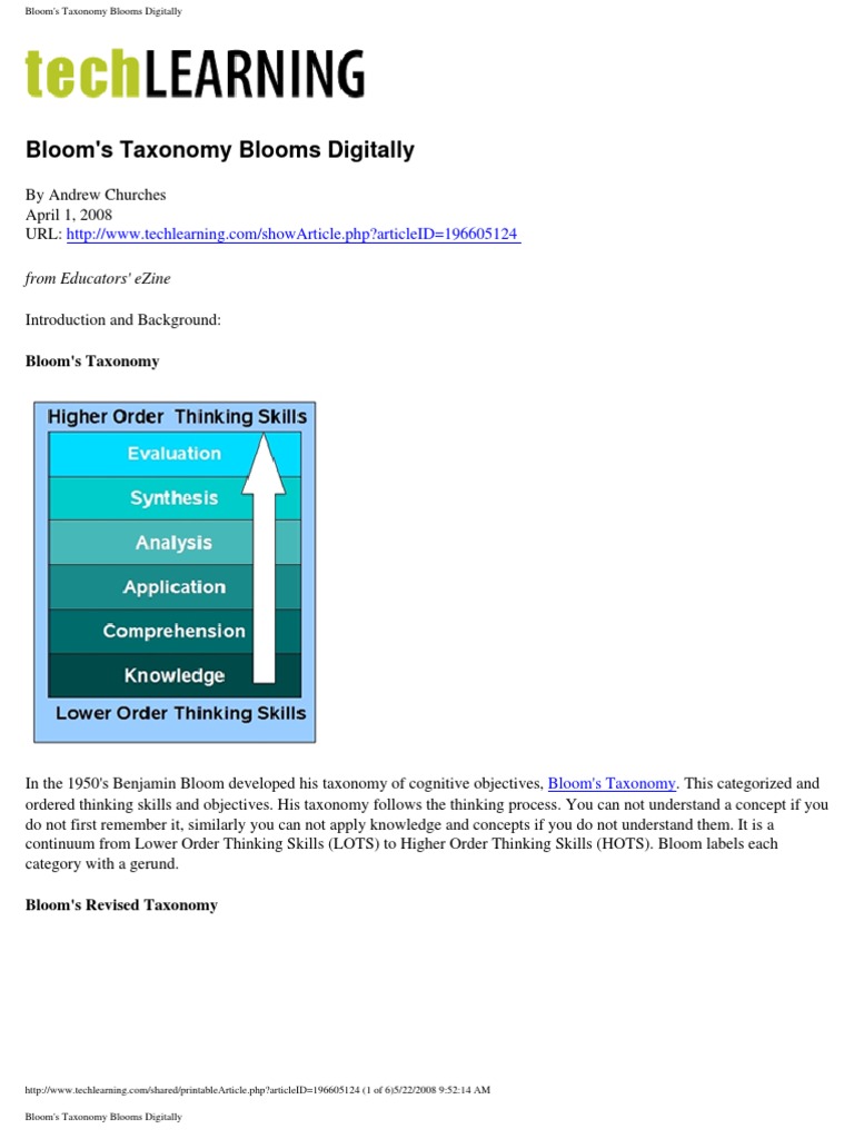 Digital Bloom's Taxonomy Explained | PDF | Tag (Metadata) | Blog