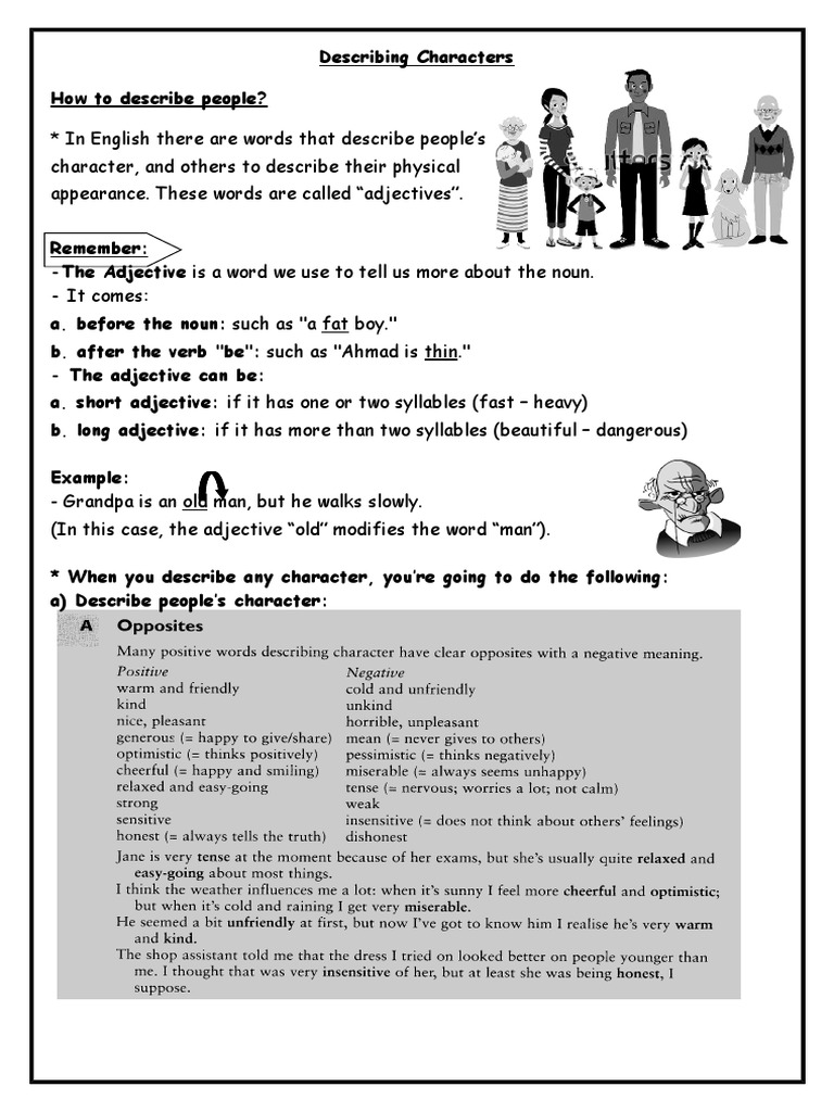 Describing Peoples Appearance Activities Promoting Classroom Dynamics ...