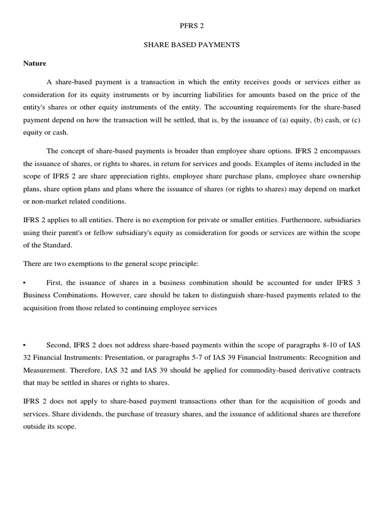 PFRS 2 Share Base Payment | PDF | Fair Value | International Financial ...