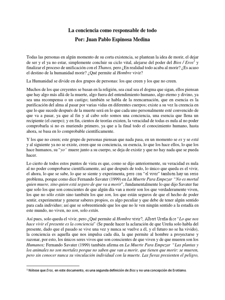 La conciencia como responsable de todo: Un análisis de la naturaleza de ...