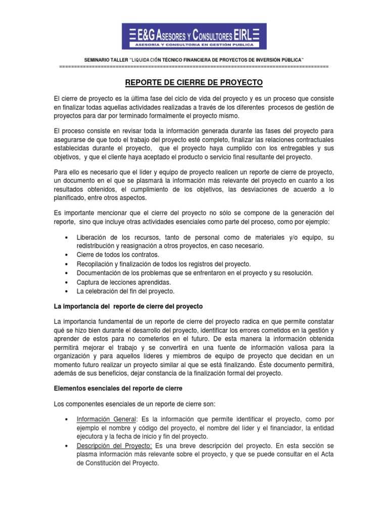 Guia para El Cierre de Un Proyecto | PDF | Sociedad de responsabilidad ...
