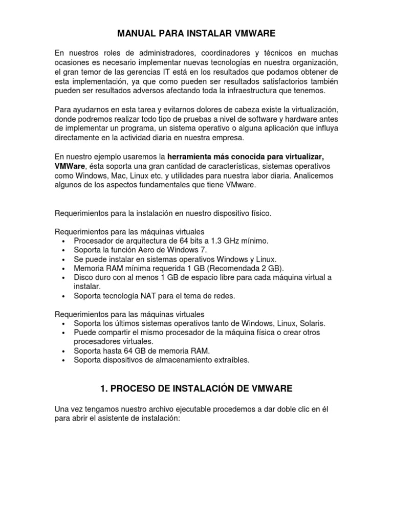 Manual para Instalar Vmware | PDF | Virtualización | V Mware