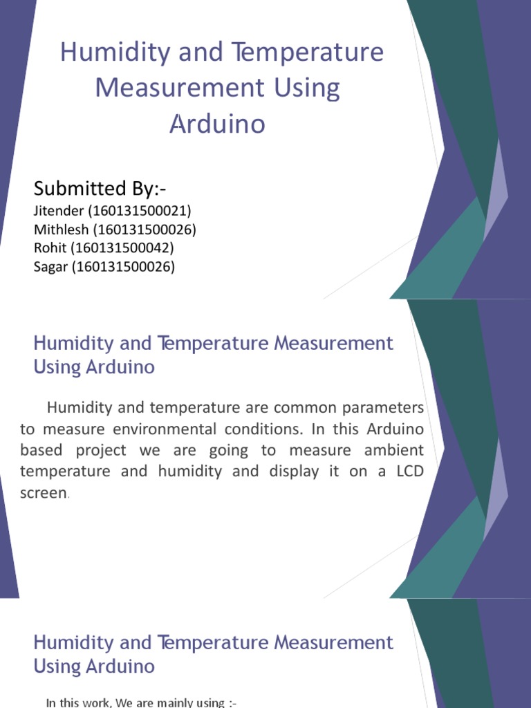 Humidity and Temperature Measurement Using Arduino: Submitted By | PDF ...