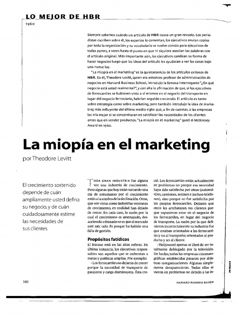 La Miopia en El Marketing Por Theodore Levitt PDF | PDF La Miopia en El Marketing Por Theodore Levitt PDF | PDF