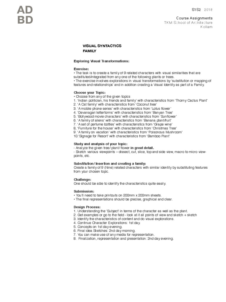 Visual Syntactics Family: Exploring Visual Transformations: Exercise | PDF