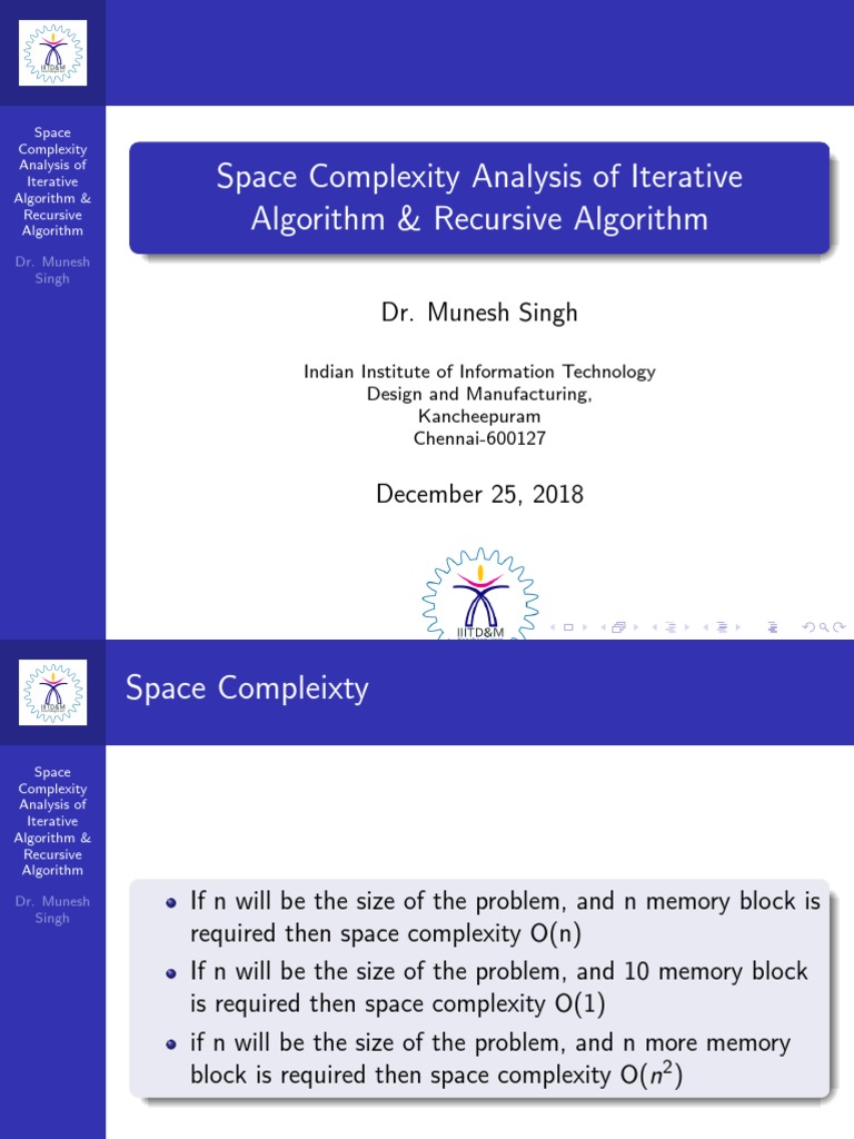 Space Complexity Analysis of Iterative Algorithm & Recursive Algorithm ...