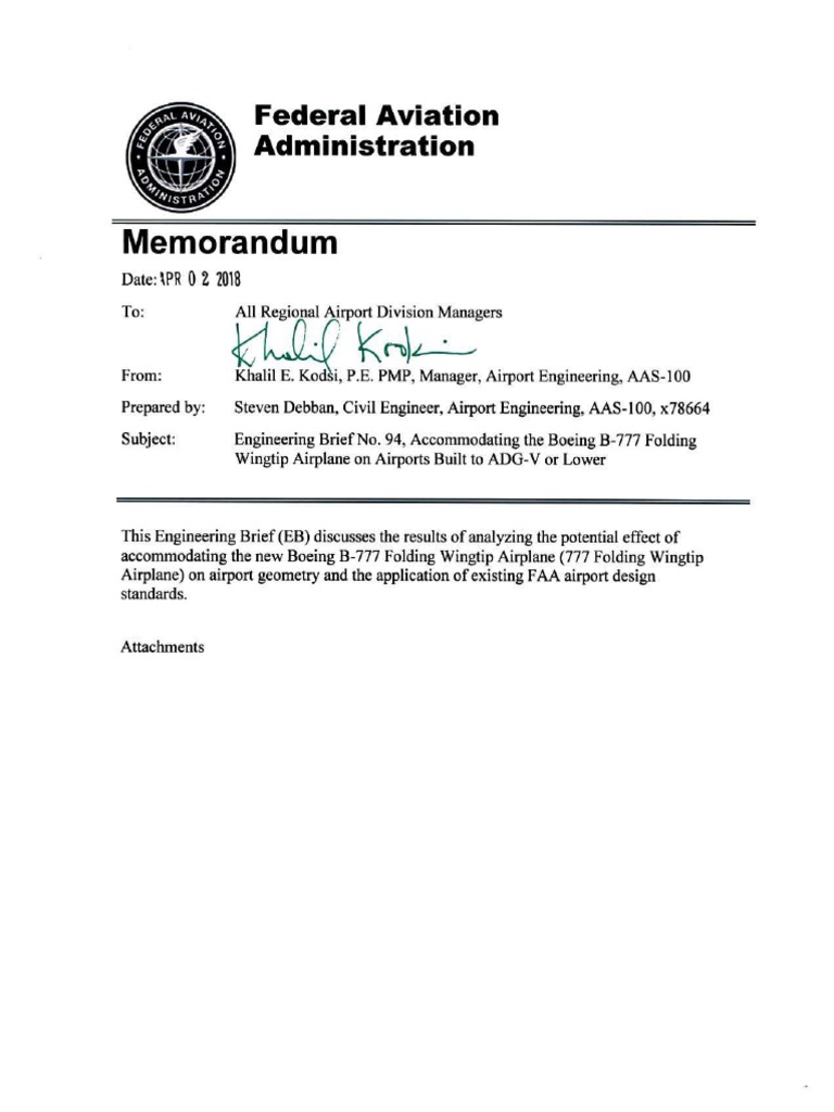 Memorandum: Federal Aviation Administration | PDF | Runway | Airport