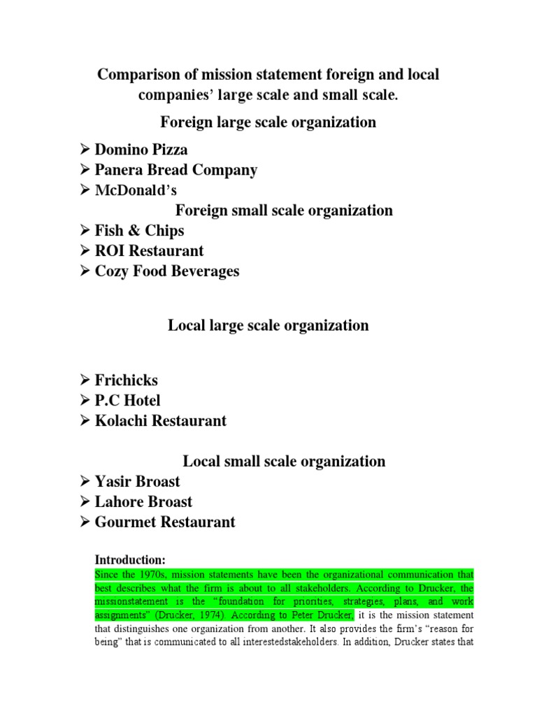 Restaurant Mission Statement Analysis | PDF | Fast Food Restaurants ...