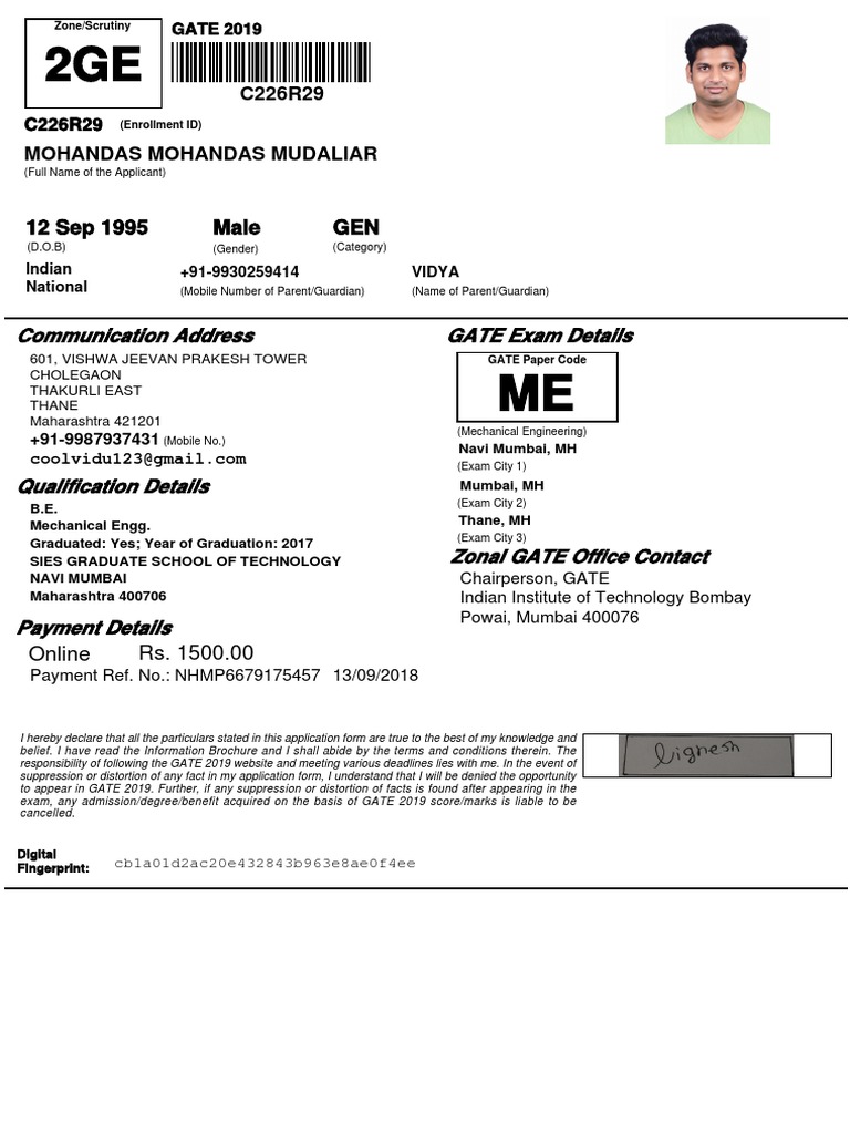 GATE 2019 Application Details | PDF | Mumbai