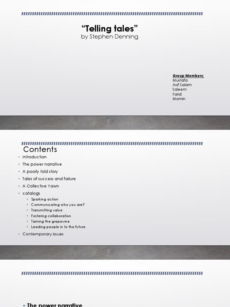 "Telling Tales": by Stephen Denning | PDF | Narrative | Storytelling