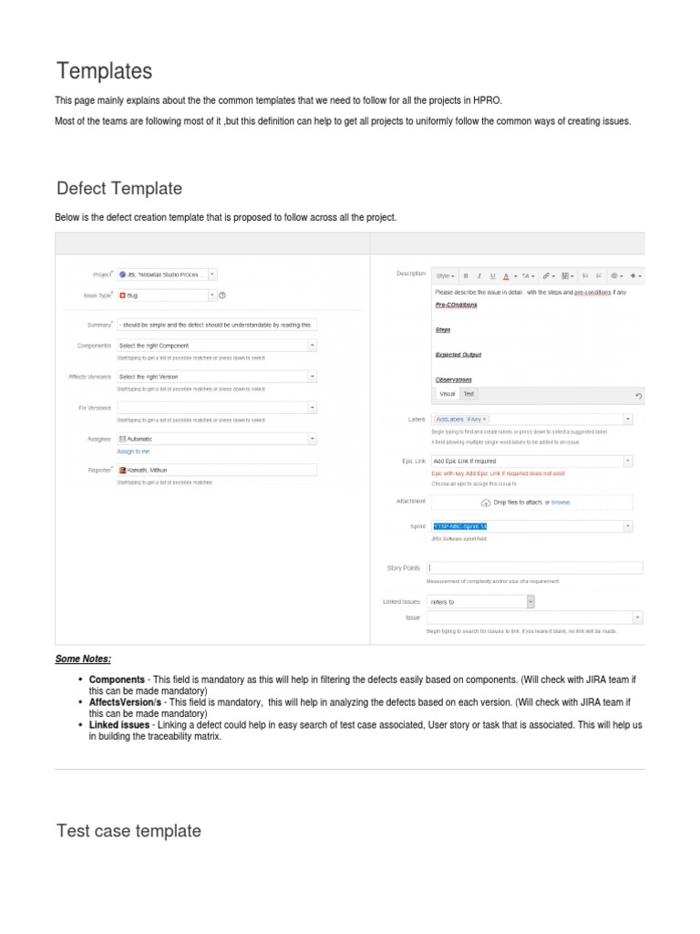 Defect and Test Case Template | PDF