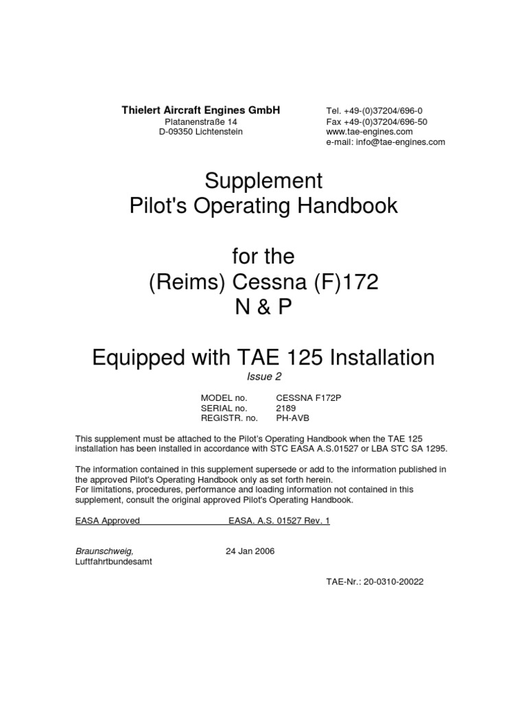 F172N&P POH Thielert Aircraft Systems | PDF | Jet Fuel | Switch